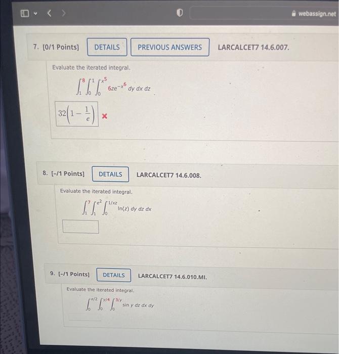 Solved Evaluate the iterated integral. | Chegg.com