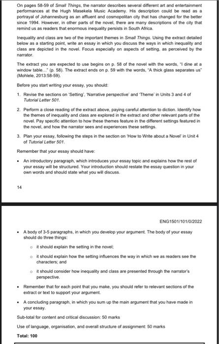 On pages 58-59 of Small Things, the narrator | Chegg.com