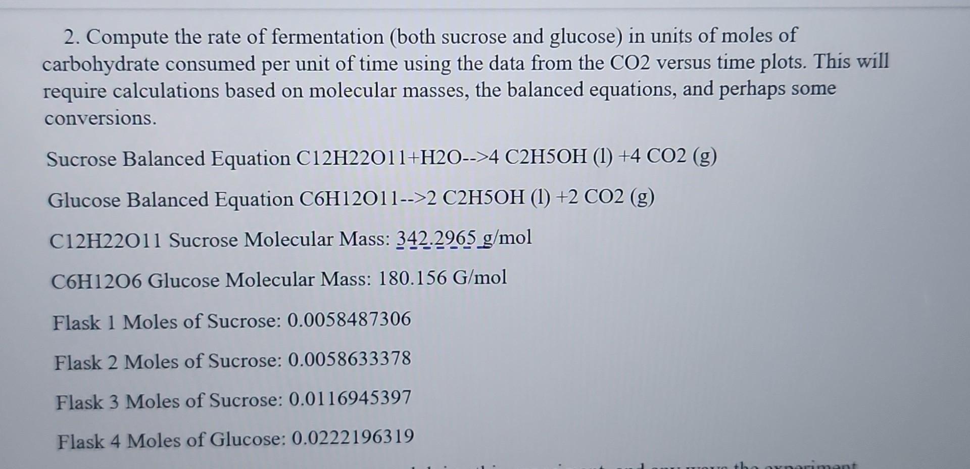 Solved Compute the rate of fermentation ( both sucrose and | Chegg.com