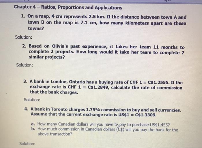 Solved Chapter 4 - Ratios, Proportions and Applications 1. | Chegg.com