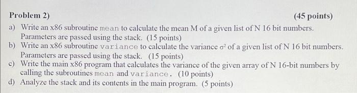 Solved Problem 2 45 Points A Write An X86 Subroutine 1790