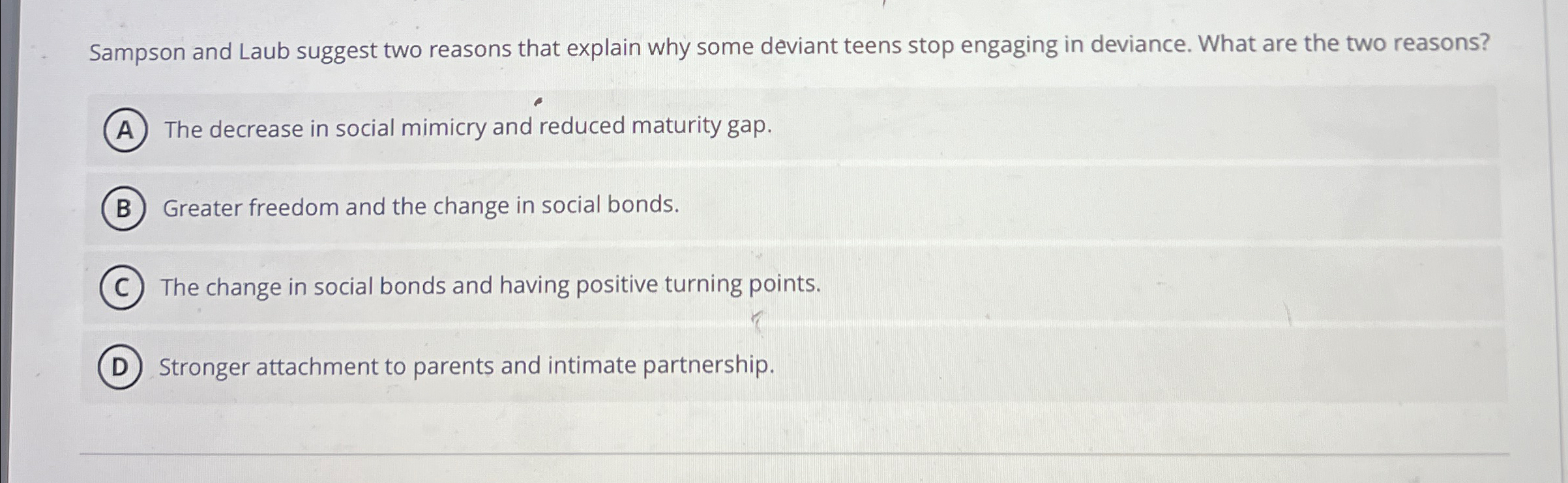 Solved Sampson and Laub suggest two reasons that explain why | Chegg.com