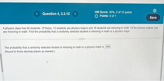 Solved A physics class has 50 students. Of these, 13 | Chegg.com