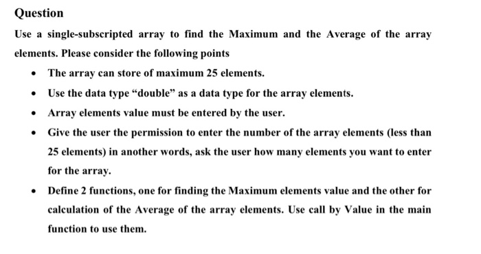 Solved Question Use a single-subscripted array to find the | Chegg.com