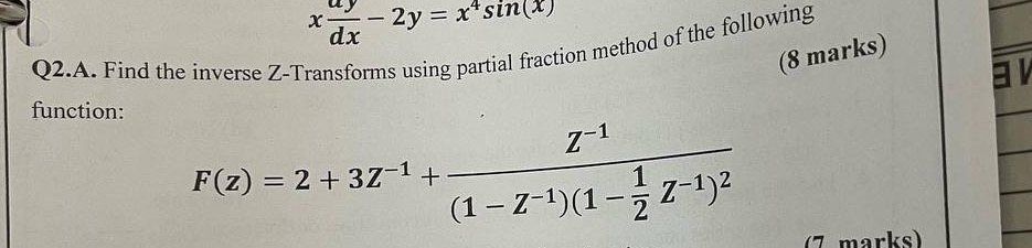 Solved Q2.A. ﻿Find the inverse Z-Transforms using partial | Chegg.com