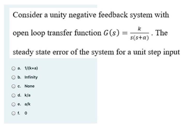 Solved Consider a unity negative feedback system with k | Chegg.com