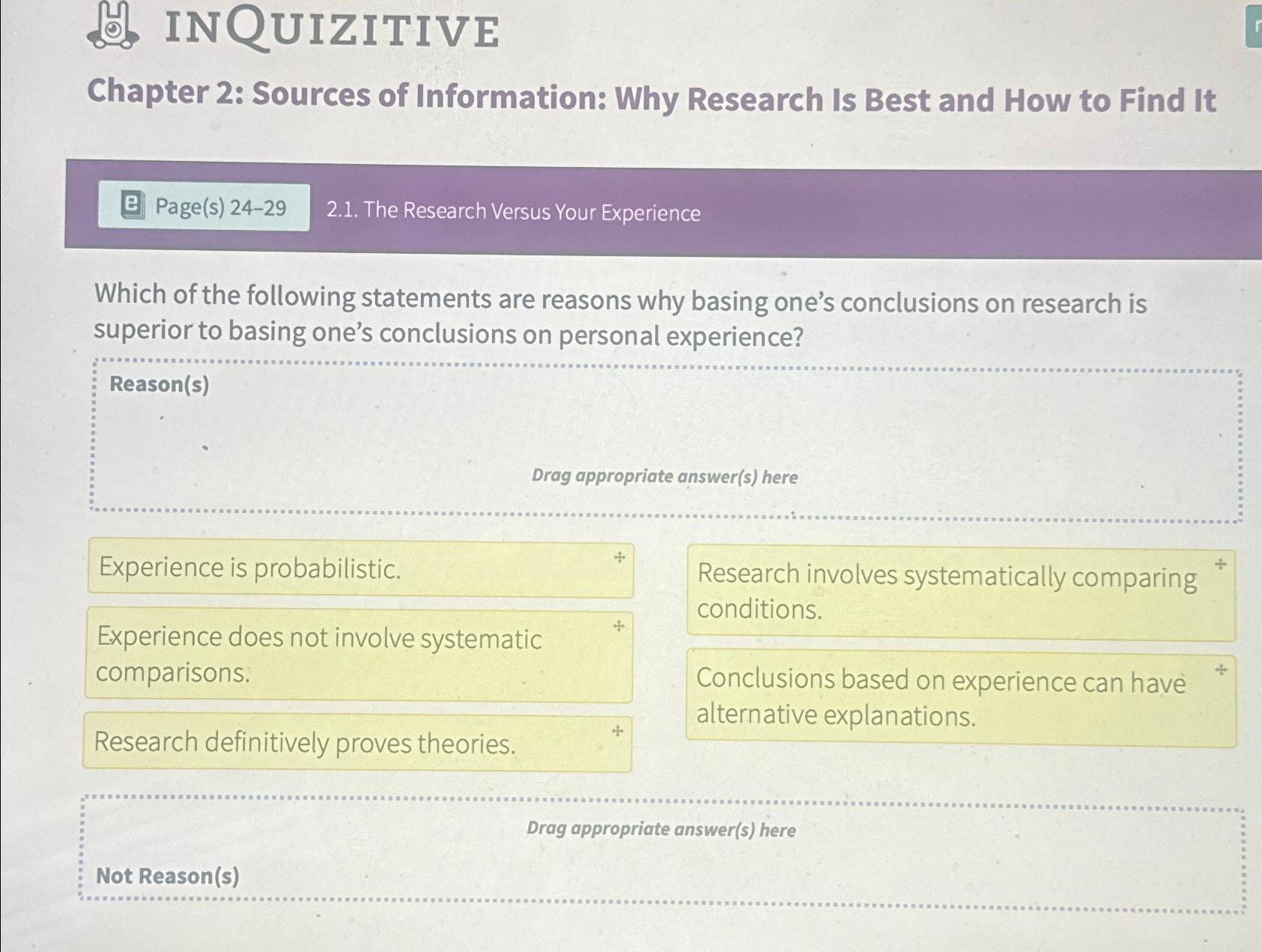 Solved INQUIZITIVEChapter 2: Sources of Information: Why | Chegg.com