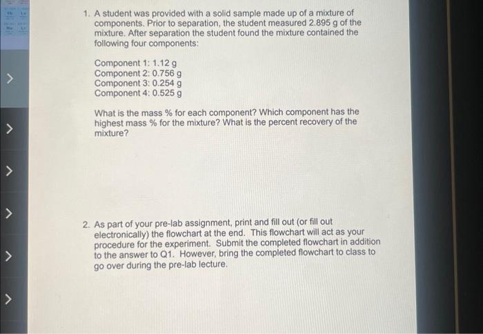 1. A student was provided with a solid sample made up | Chegg.com