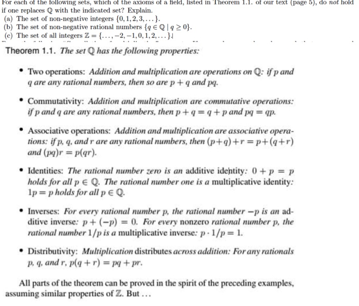 Solved For each of the following sets, which of the axioms | Chegg.com
