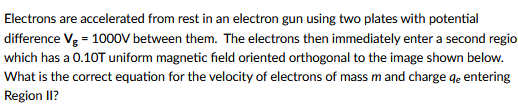 Solved Electrons Are Accelerated From Rest In An Electron