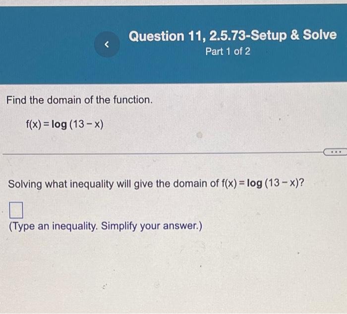 Solved Question 11, 2.5.73-Setup \& Solve Part 1 of 2 Find | Chegg.com
