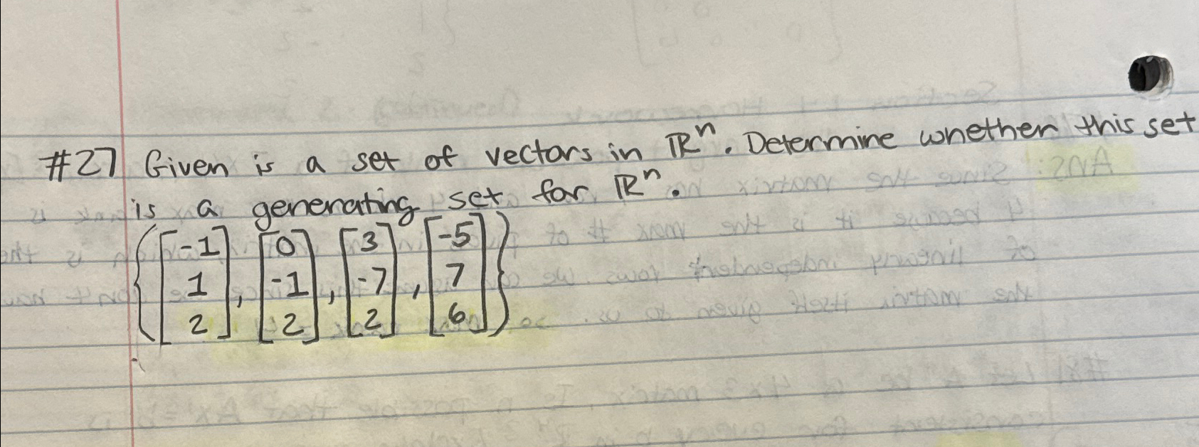 Solved #27 ﻿Given is a set of vectors in Rn. ﻿Determine | Chegg.com