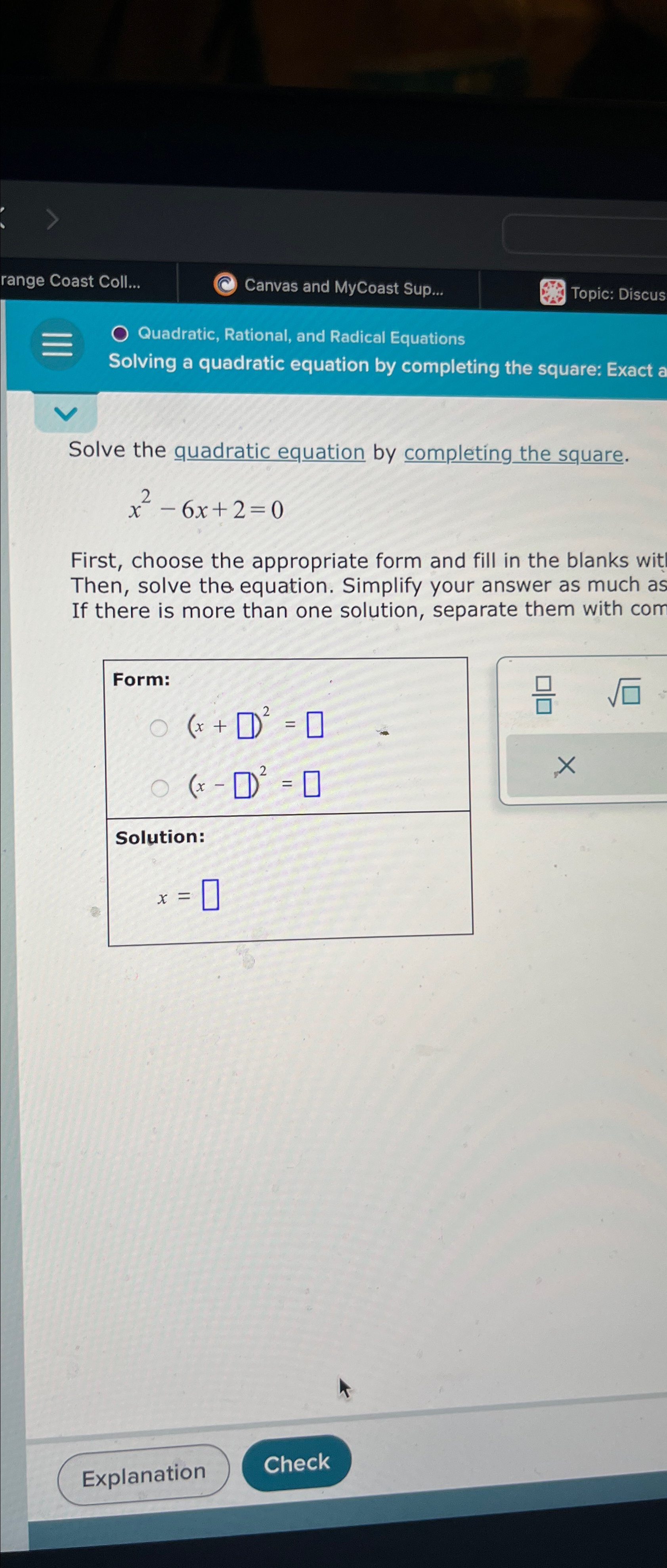 Solved range Coast Coll...Canvas and MyCoast Sup...Topic: | Chegg.com