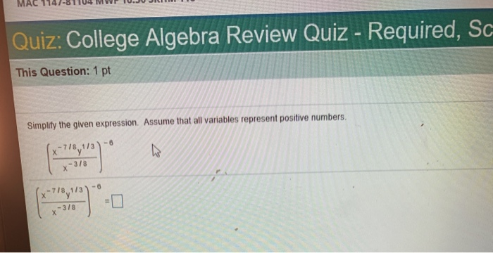 Solved Quiz: College Algebra Review Quiz - Required, Sa This | Chegg.com