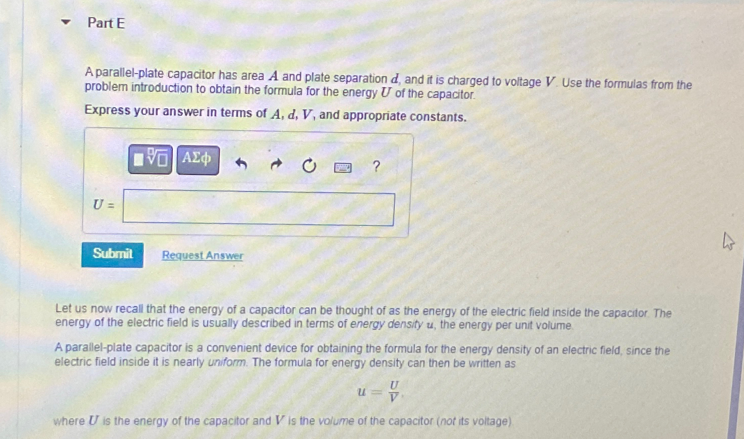 Solved Part EA parallel-plate capacitor has area A and plate | Chegg.com
