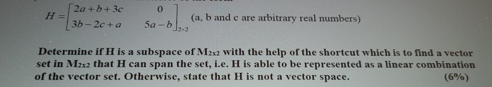 Solved 2a B 3c O H A B And C Are Arbitrary Real