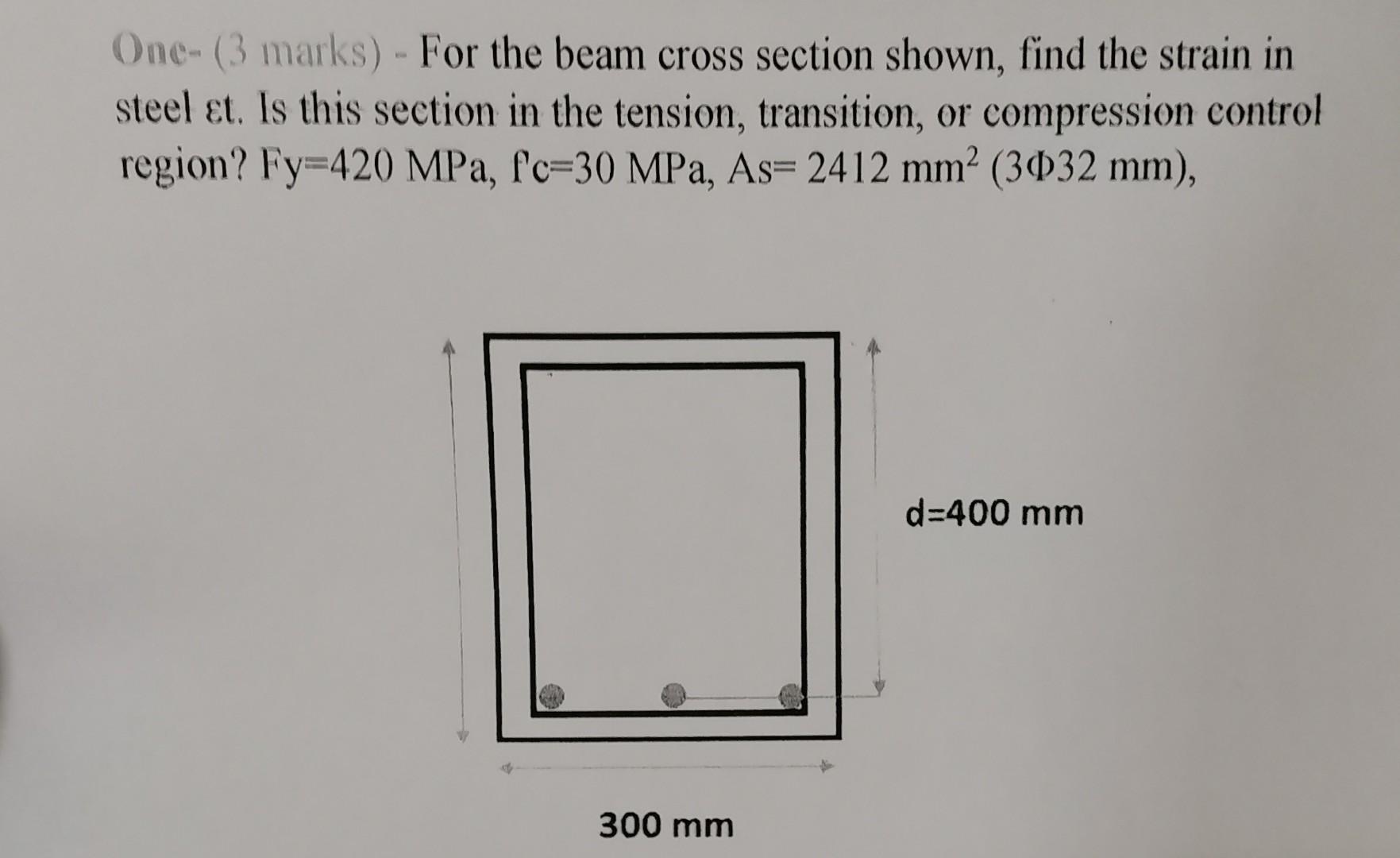 Onc- ( 3 marks) - For the beam cross section shown, | Chegg.com
