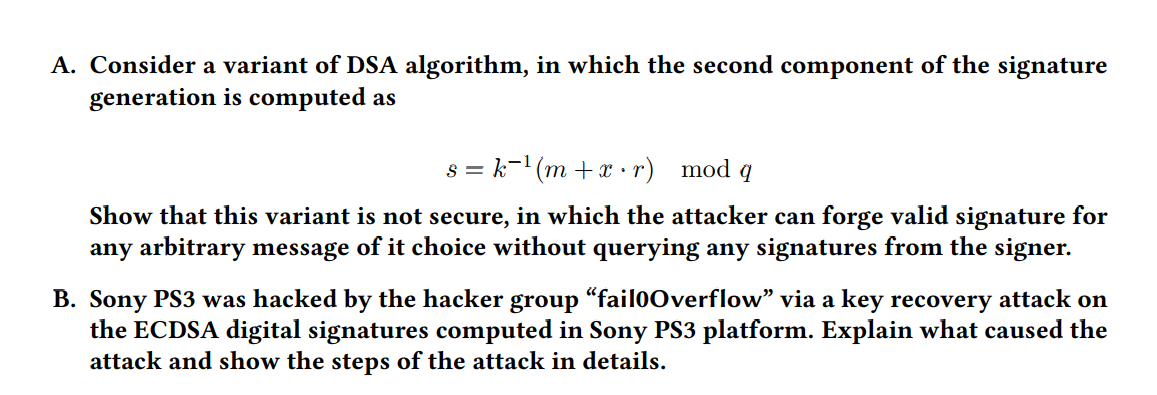 Solved A ﻿consider A Variant Of Dsa Algorithm In Which The 4895