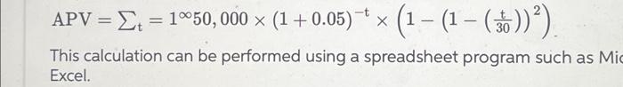 Solved APV = Σ₁ = 1°50,000 × (1 + 0.05)→ × (1 − (1 − (š)) ²) | Chegg.com