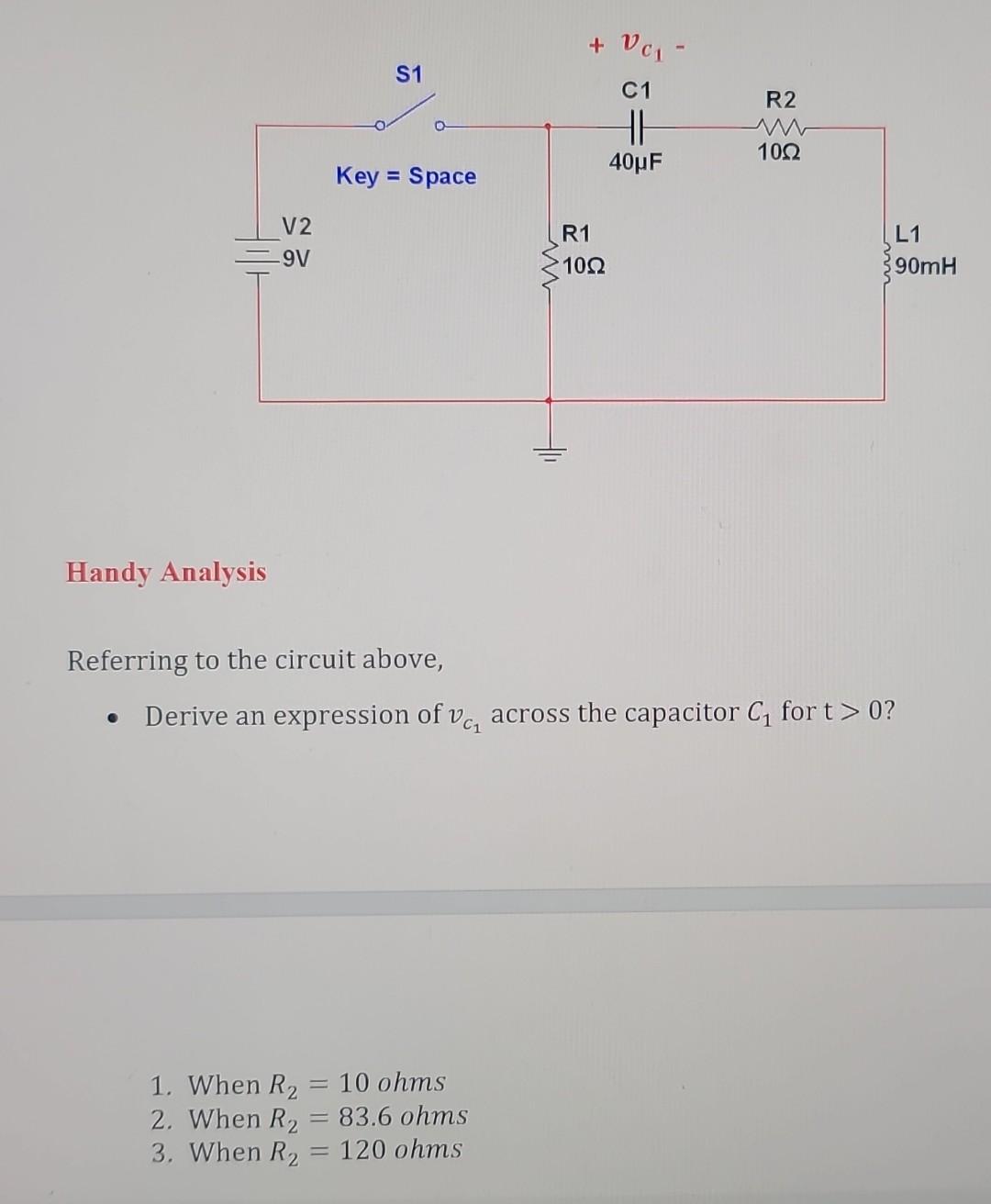 Solved Handy Analysis Referring to the circuit above, - | Chegg.com