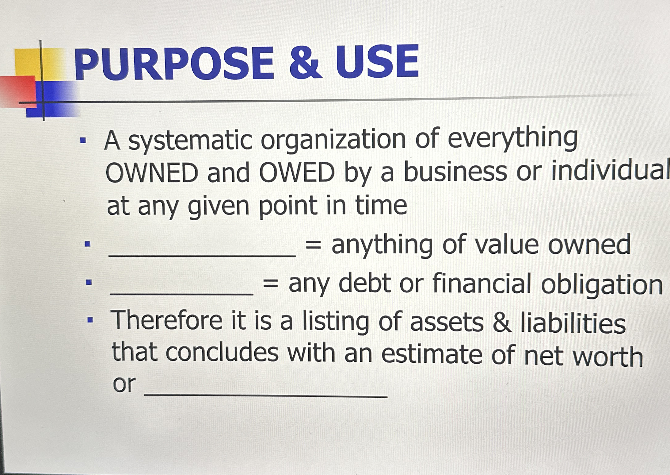 Solved A systematic organization of everythingOWNED and OWED | Chegg.com