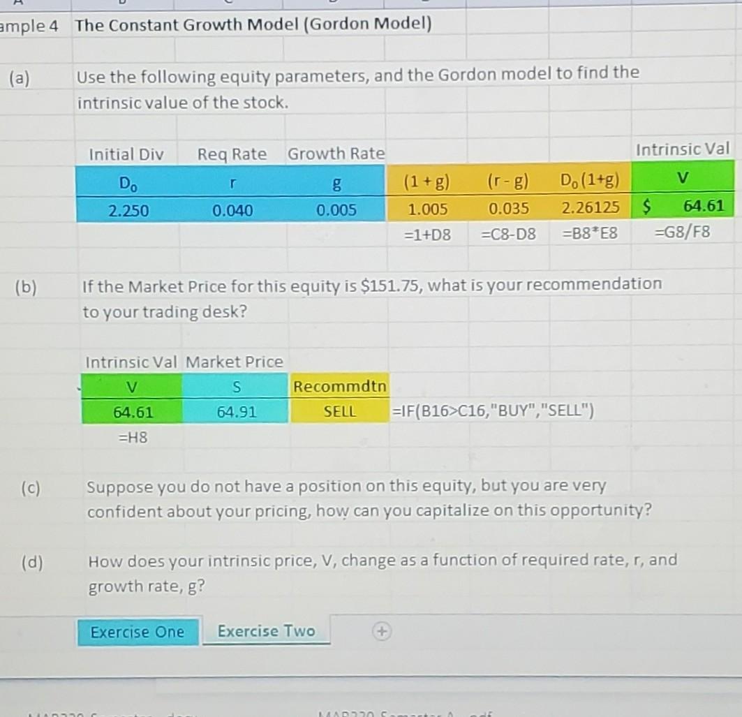 Solved emple 4 The Constant Growth Model (Gordon Model) (a) | Chegg.com