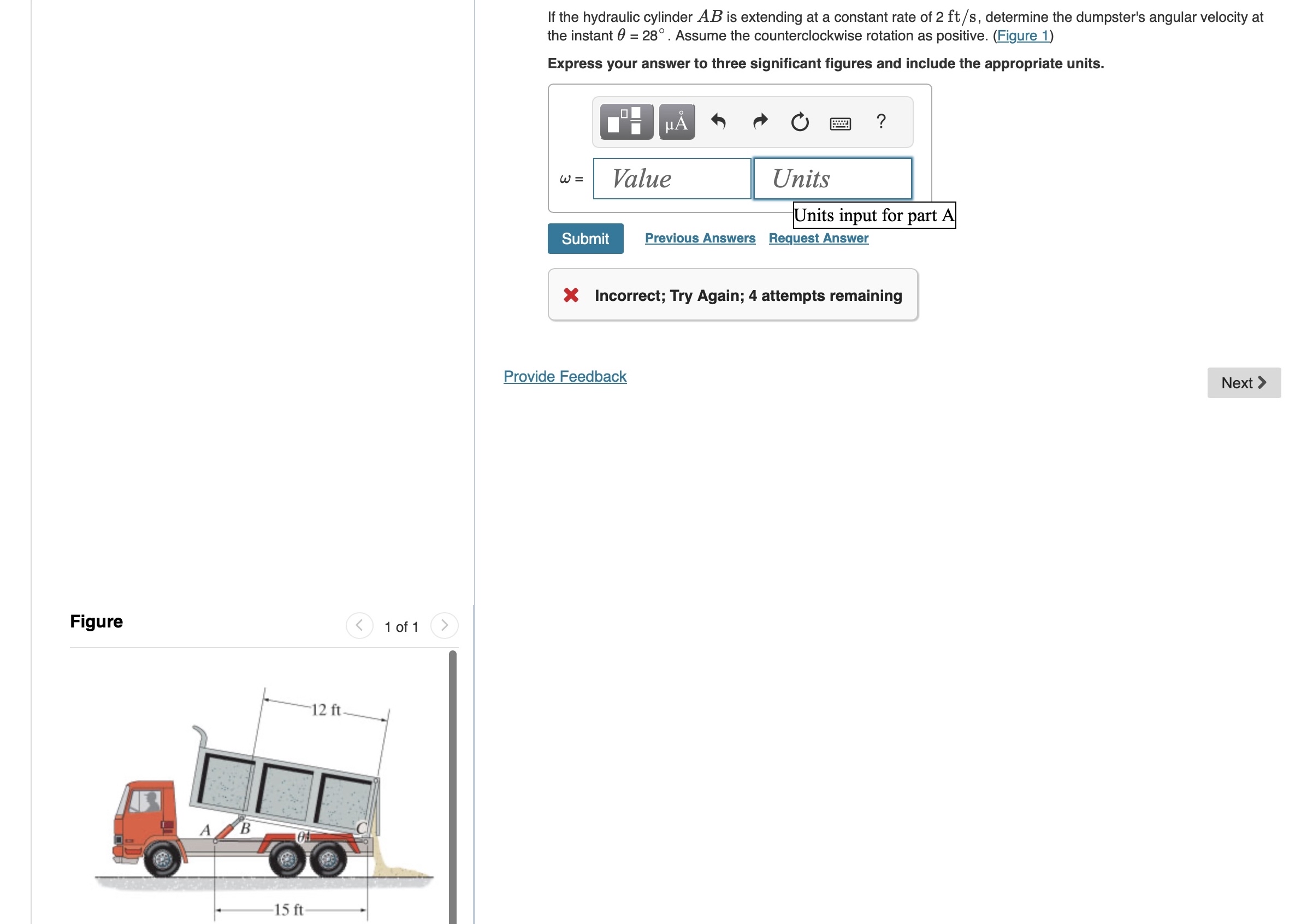 Solved If the hydraulic cylinder AB ﻿is extending at a | Chegg.com