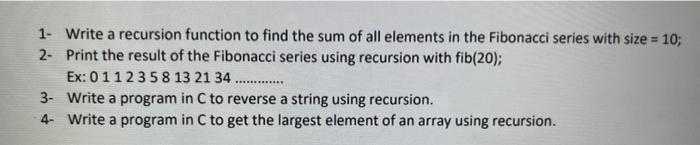Solved 1- Write a recursion function to find the sum of all | Chegg.com