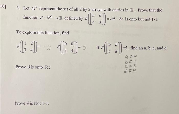 Solved 3. Let M2 represent the set of all 2 by 2 arrays with | Chegg.com