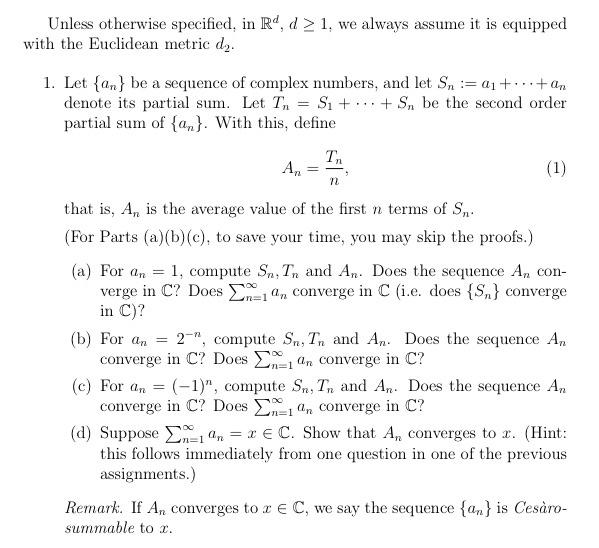 Solved Unless otherwise specified, in Rd,d≥1, we always | Chegg.com