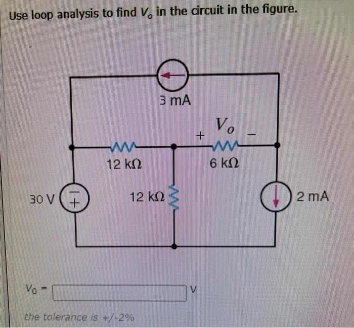 Solved Use loop analysis to find V. in the circuit in the | Chegg.com