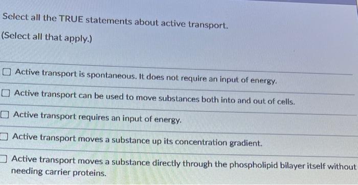 Solved Select all the TRUE statements about active | Chegg.com