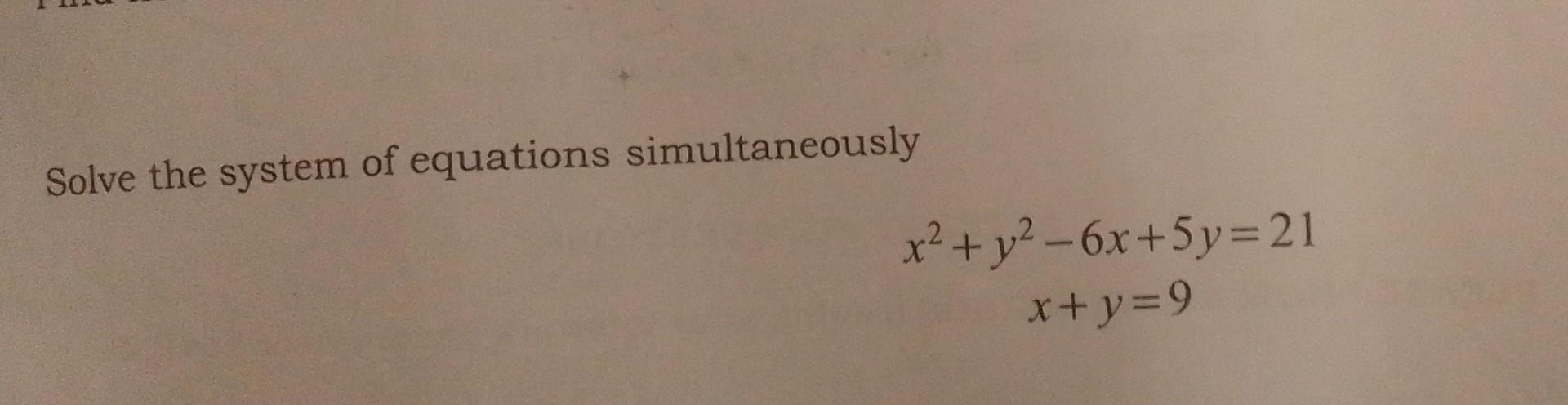 Solved Solve the system of equations simultaneously | Chegg.com