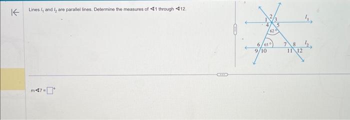 Solved Lines I1 and l2 are parallel lines. Determine the | Chegg.com
