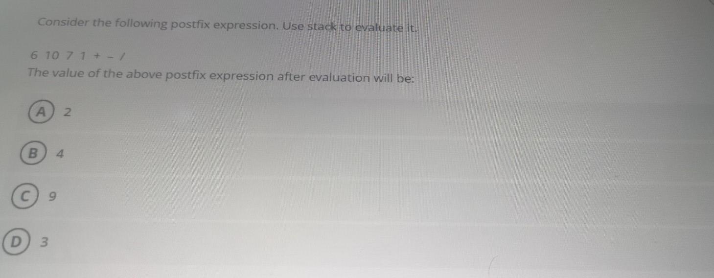 Solved Consider the following postfix expression. Use stack | Chegg.com