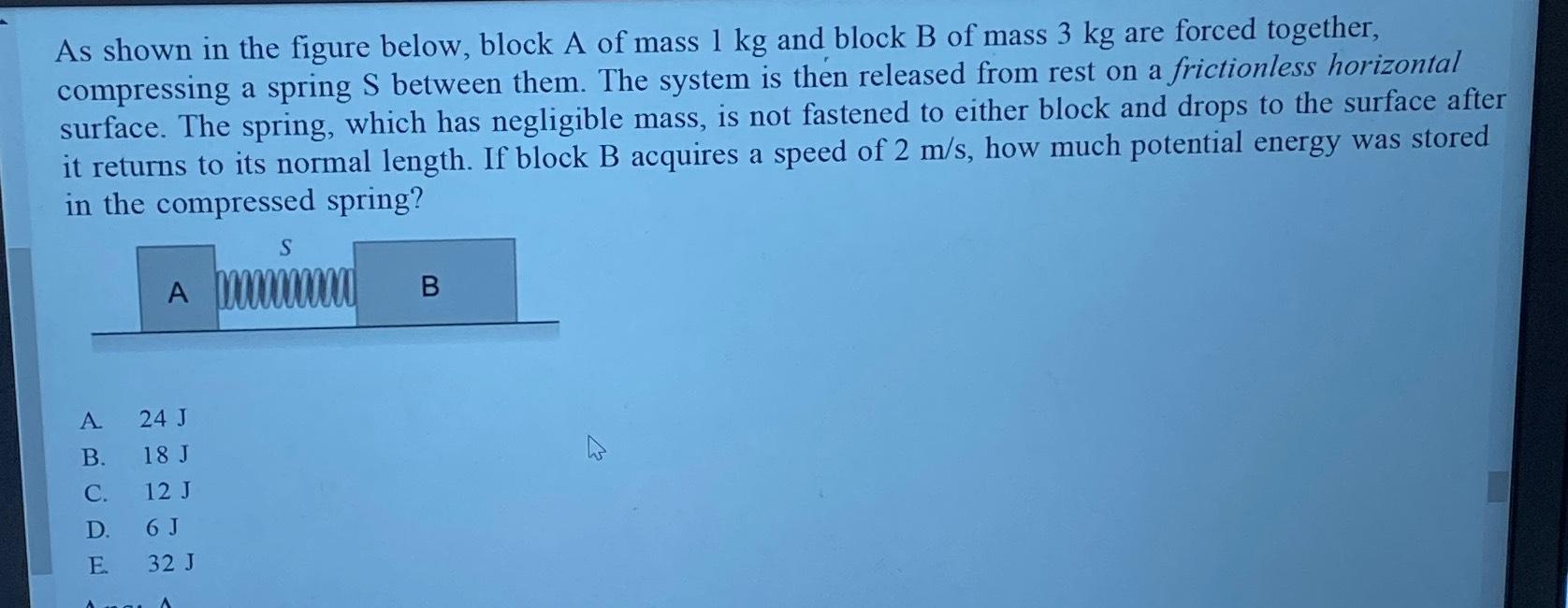 Solved As shown in the figure below, block A of mass 1kg | Chegg.com