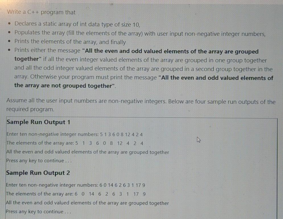 Solved Write A C Program That • Declares A Static Array Of
