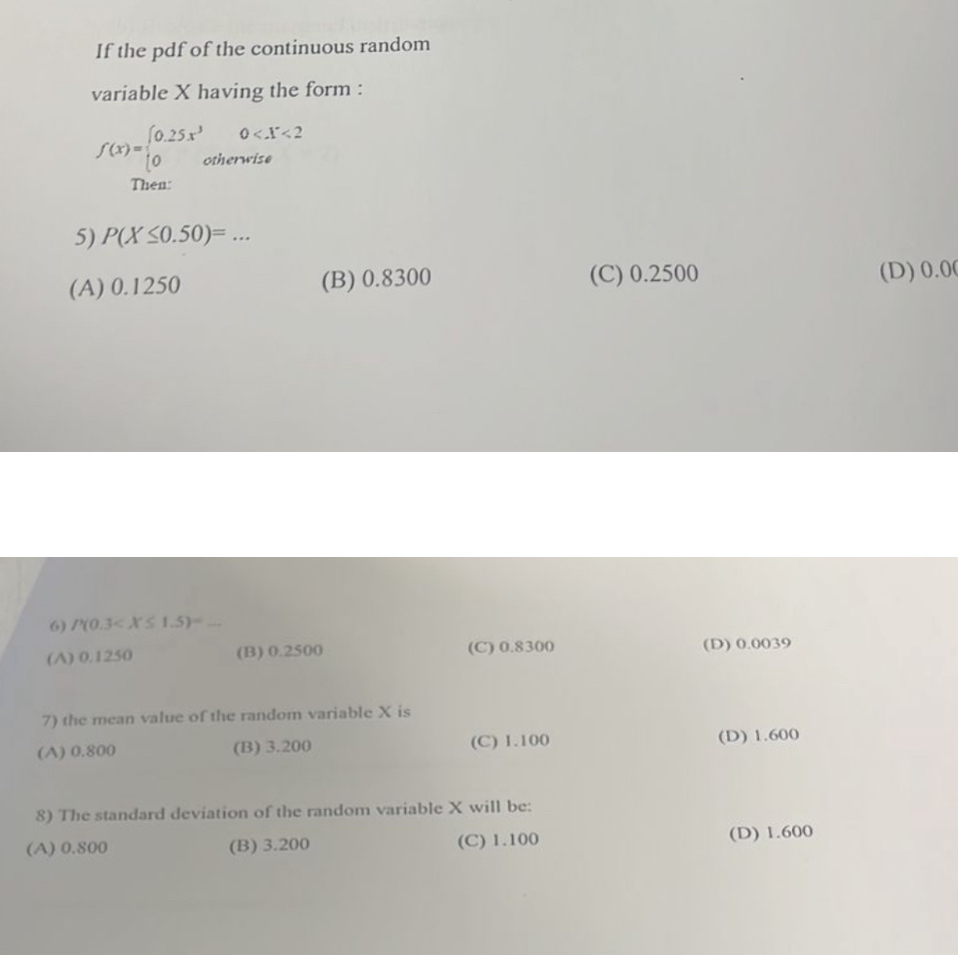 Solved If the pdf of the continuous randomvariable x ﻿having | Chegg.com