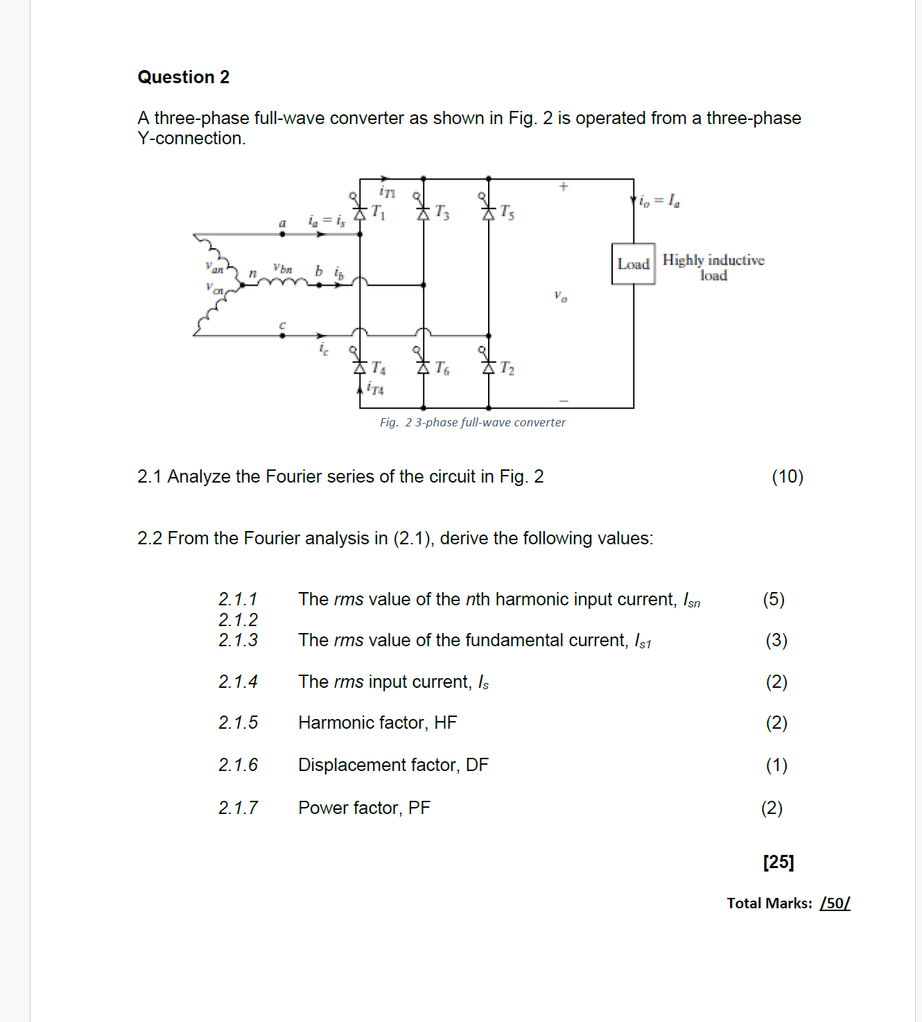 Solved Question 2A three-phase full-wave converter as shown | Chegg.com