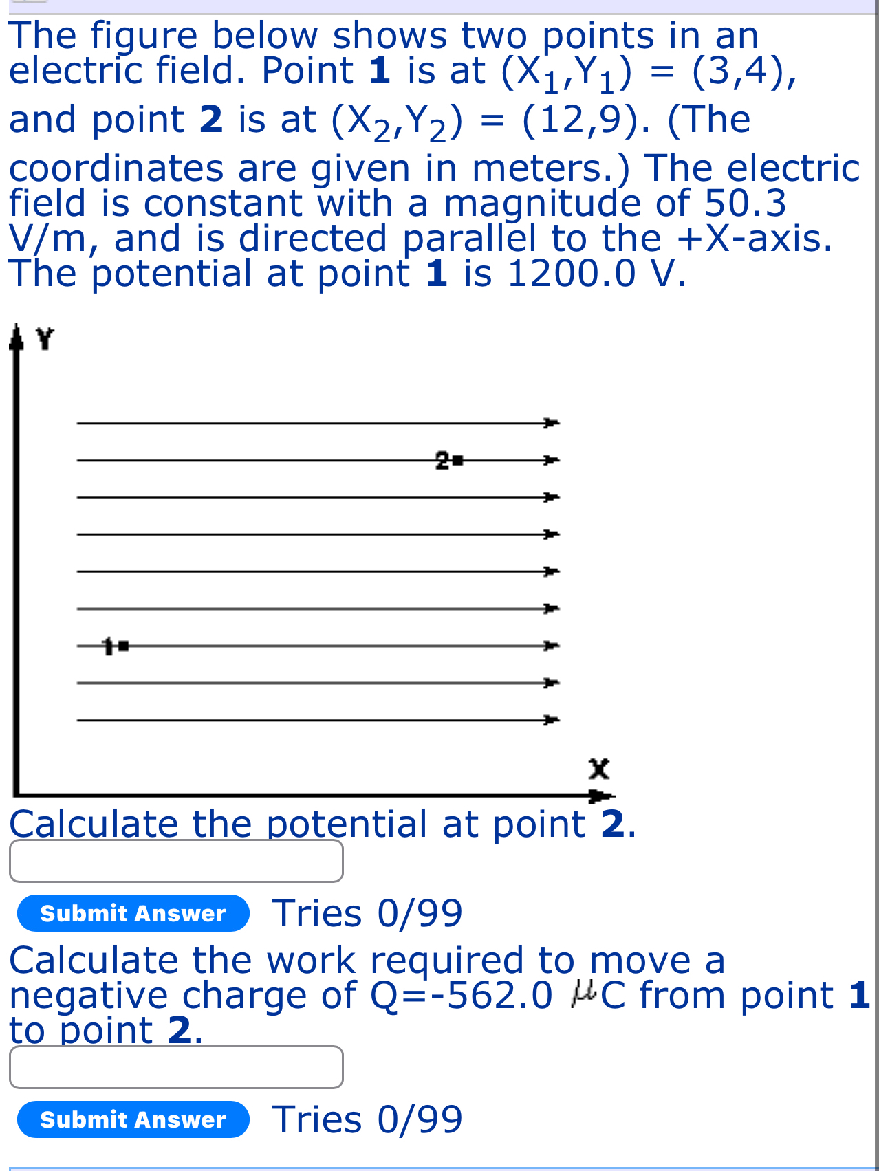 Solved The figure below shows two points in an electric | Chegg.com