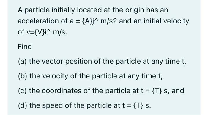 Solved A particle initially located at the origin has an | Chegg.com