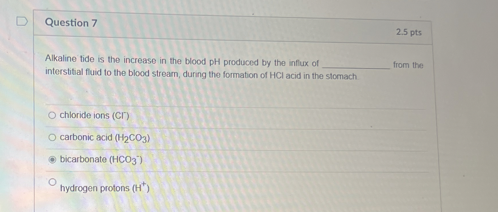 Solved Question 72.5 ﻿ptsAlkaline tide is the increase in | Chegg.com