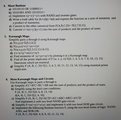 Solved More Booleana) 10110110 ﻿OR 11000011=b) 10101001 ﻿AND | Chegg.com