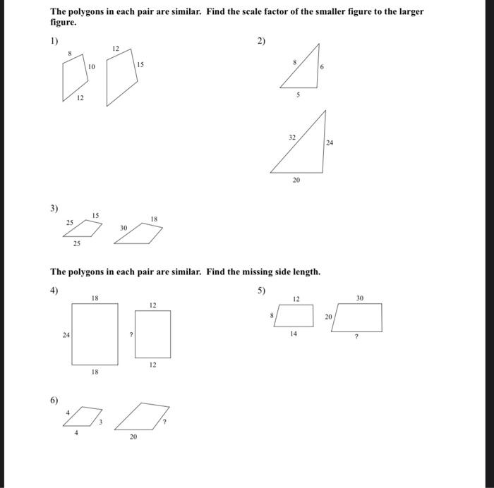 Solved The polygons in each pair are similar. Find the scale | Chegg.com