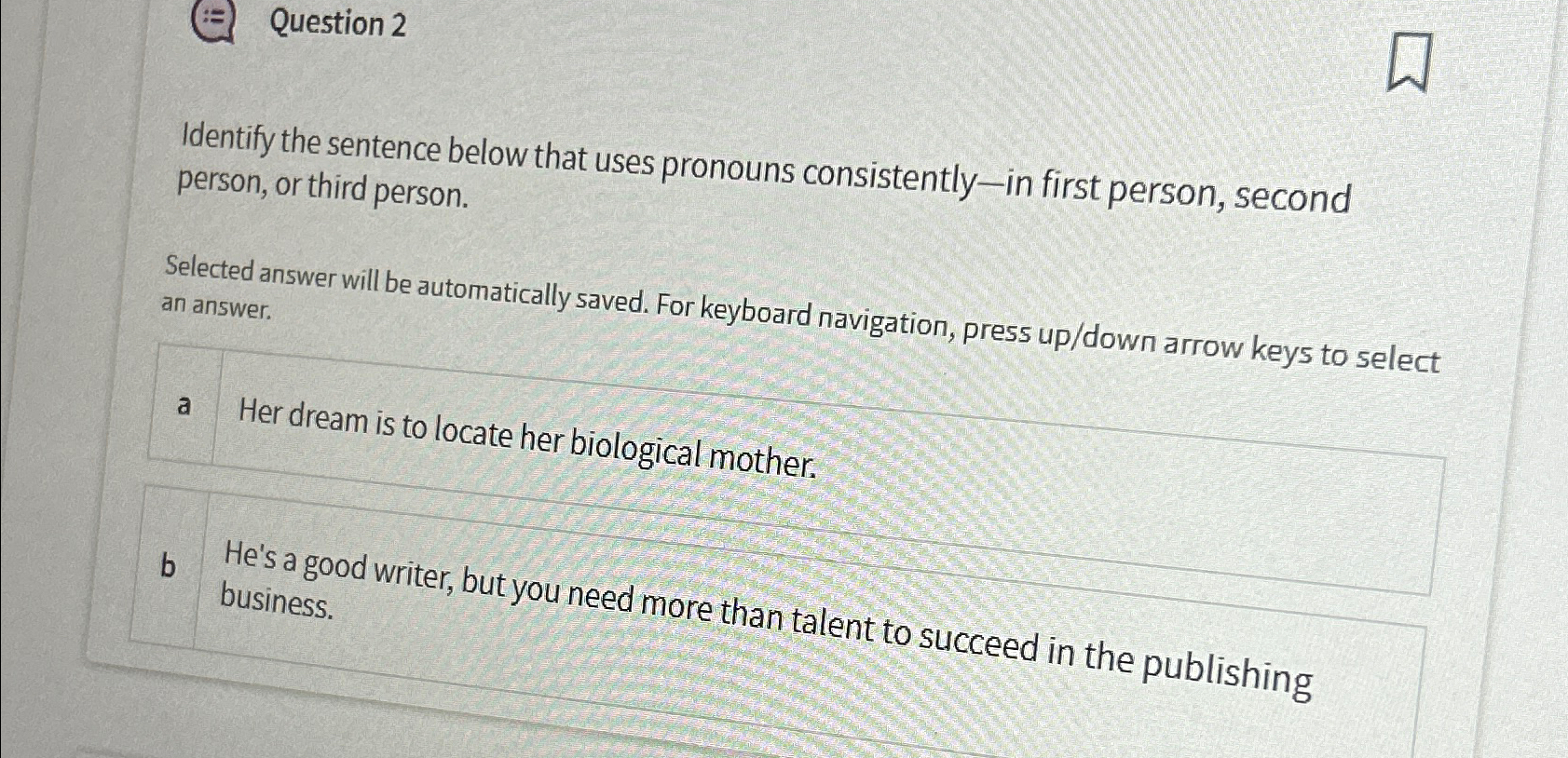 Solved Question 2Identify the sentence below that uses | Chegg.com