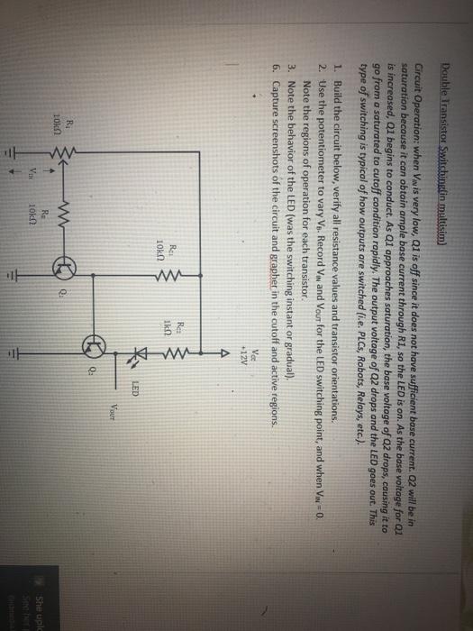 Double Transistor Switching in multisim) Circuit | Chegg.com