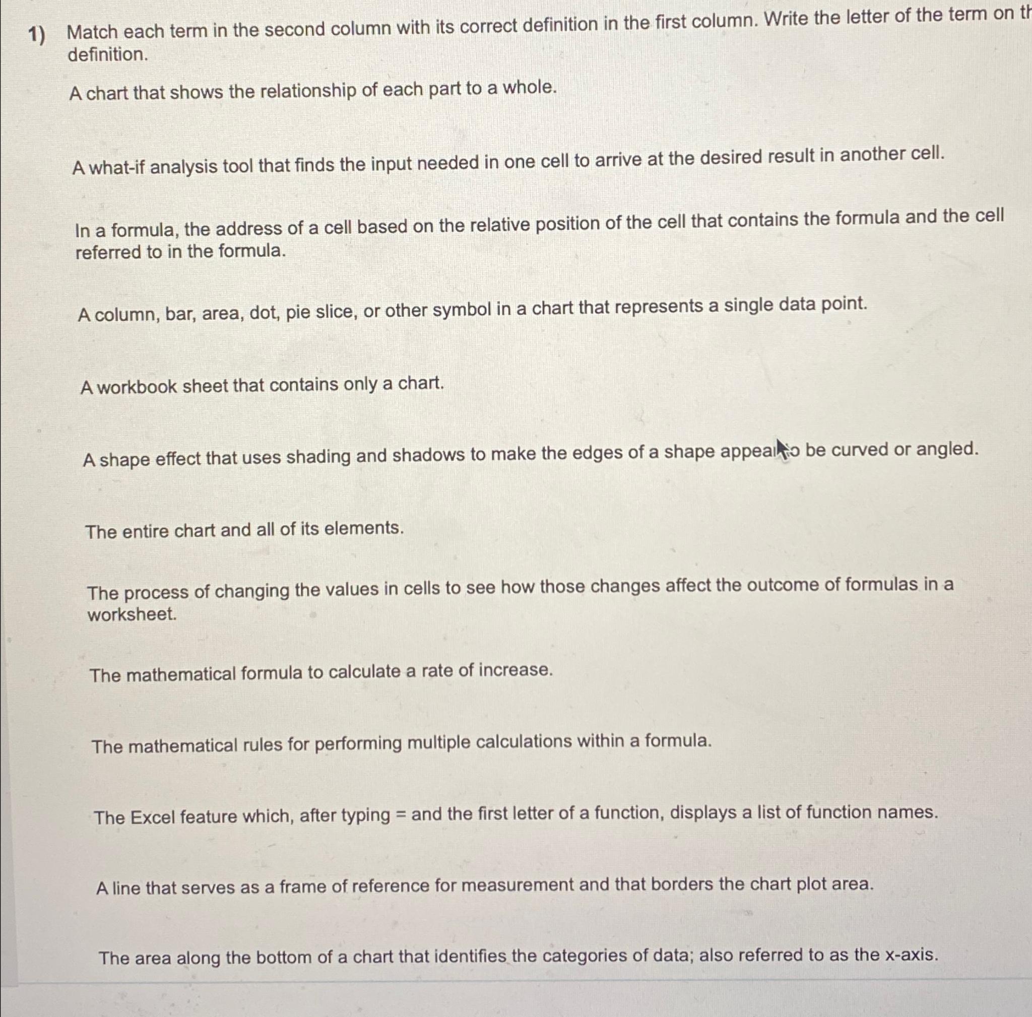 Solved Match each term in the second column with its correct | Chegg.com