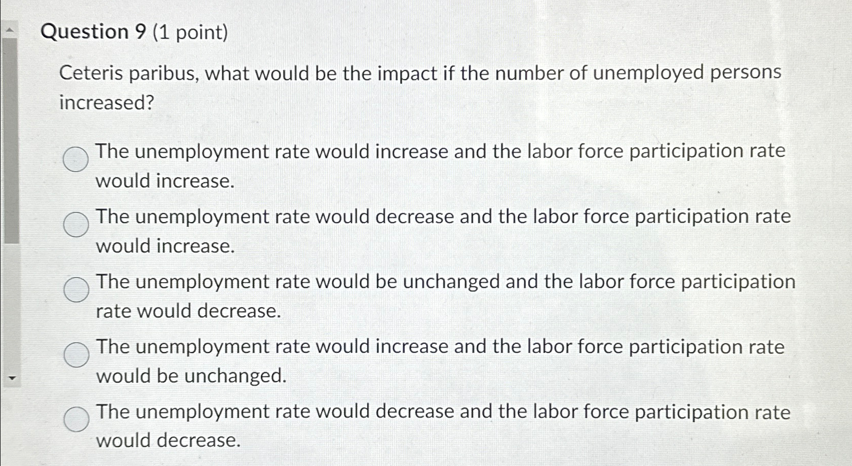 Solved Question 9 (1 ﻿point)Ceteris paribus, what would be | Chegg.com