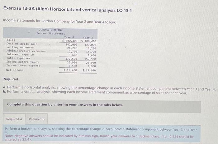 Solved Exercise 13-3A (Algo) Horizontal and vertical | Chegg.com