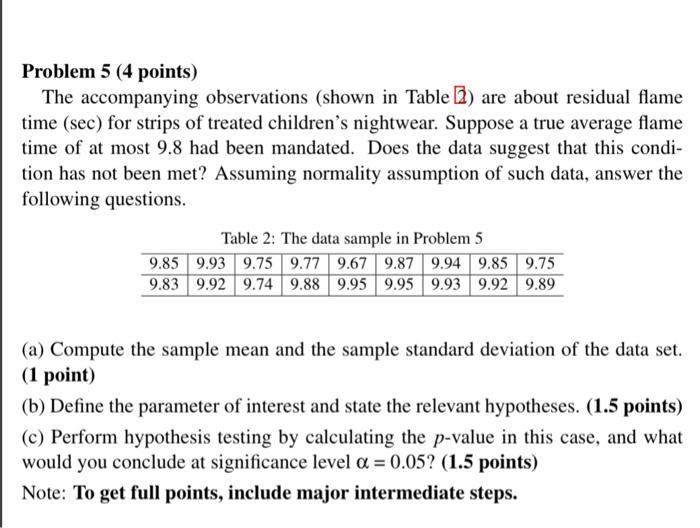 Solved Problem 5 (4 points) The accompanying observations | Chegg.com